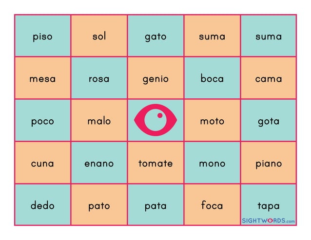 BINGO-LECTURA-DE-PALABRAS. Para estudiantes | PDF | Pets