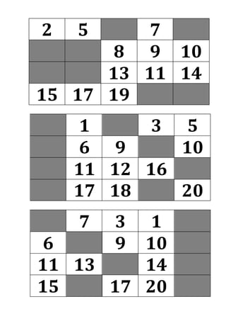 Bingo 1 to 20 | DOCX