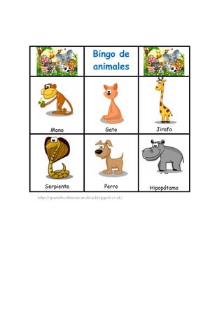 Bingo de animales | PDF