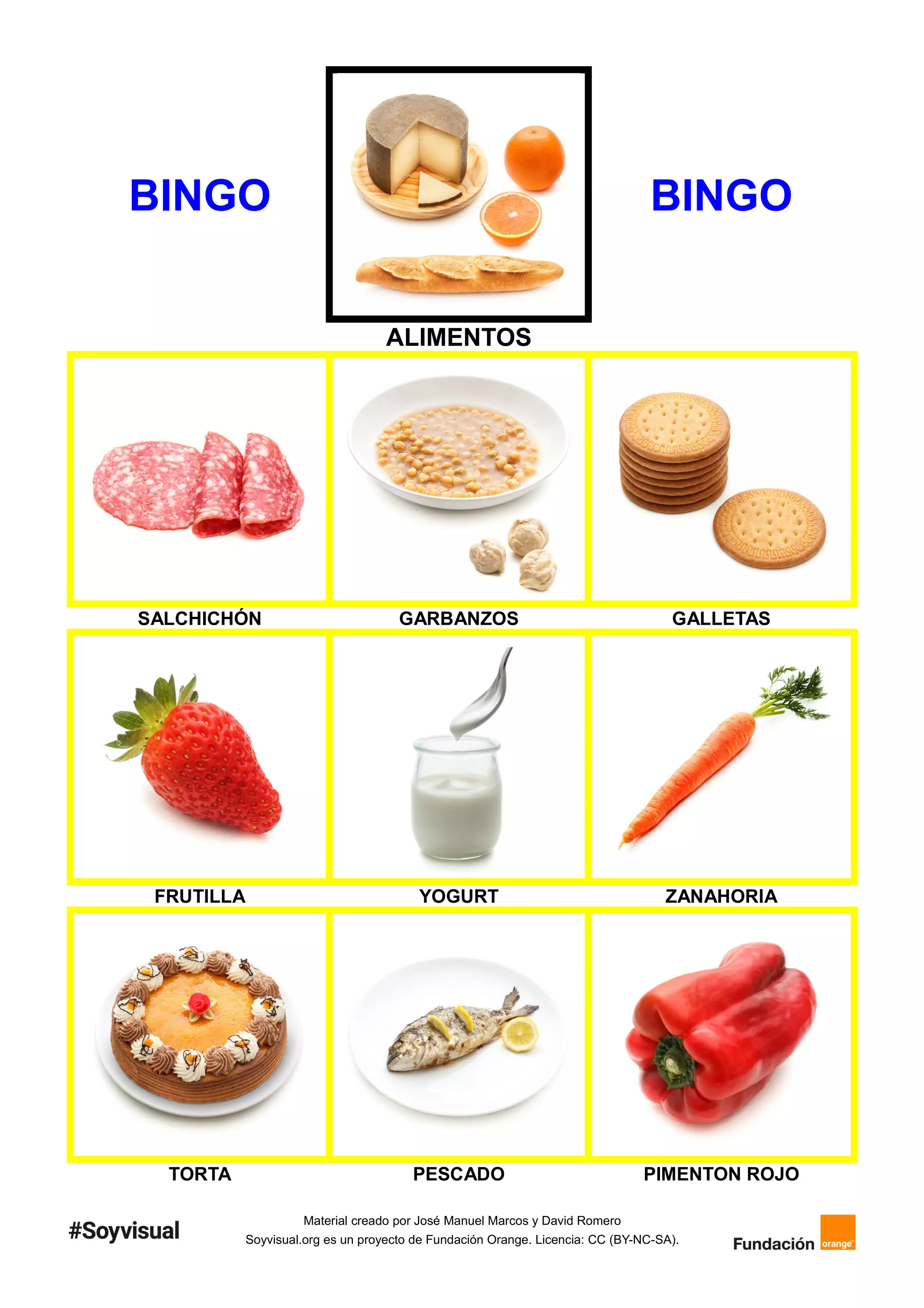 Bingo de los alimentos | DOC
