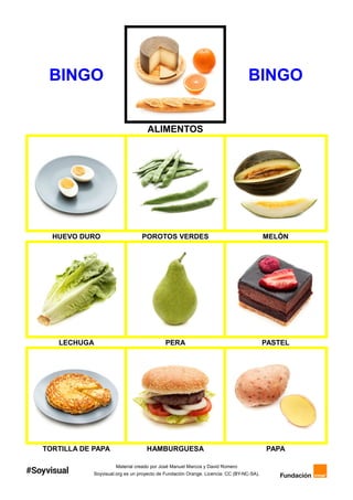 Bingo de los alimentos | DOC