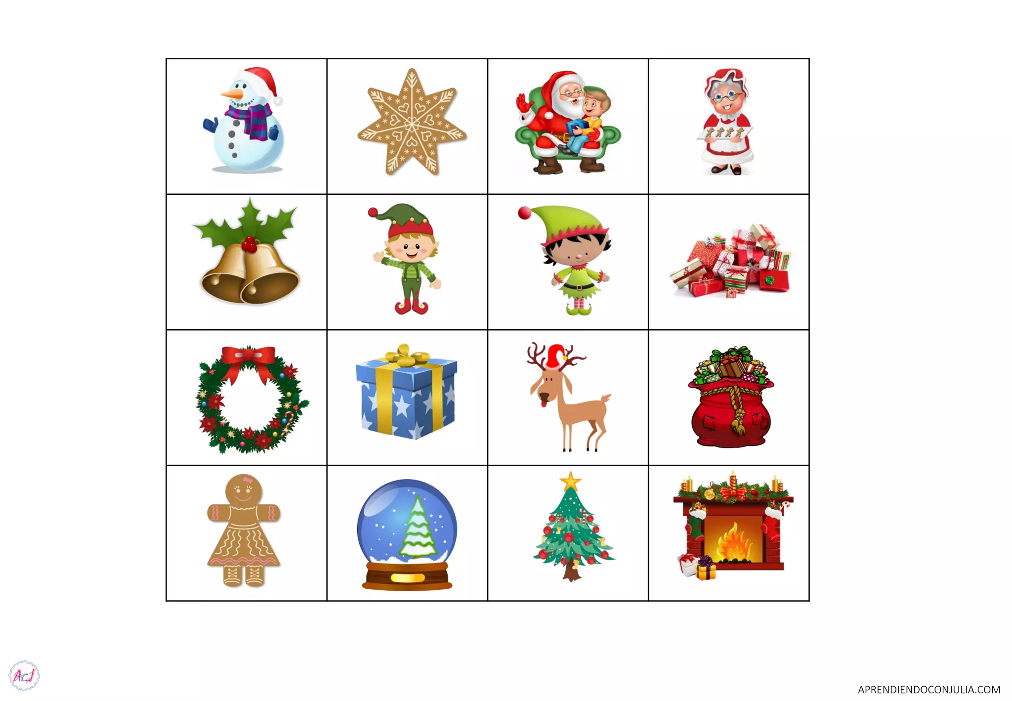 Bingo De Palabras Navideñas Para Imprimir