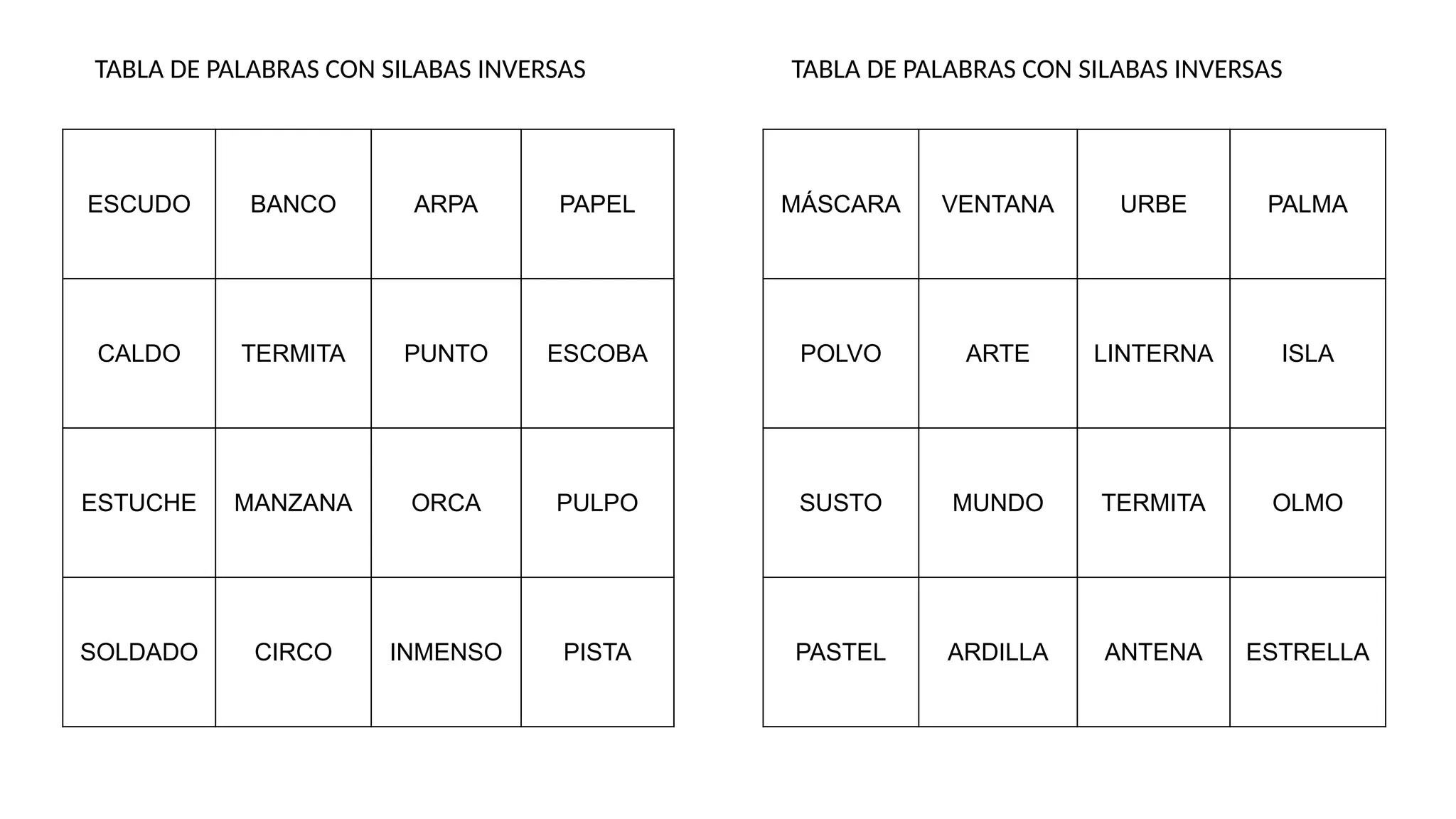 BINGO DE SILABAS INVERSAS.pptx PARA CUARTO | PPTX