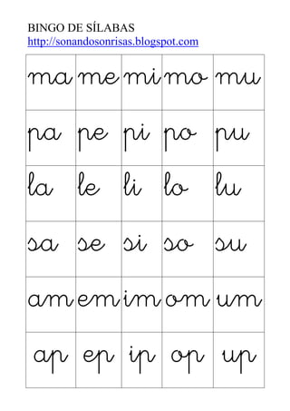 Bingo de sílabas | PDF