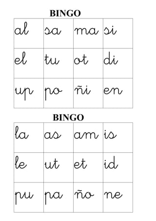 Bingo de sílabas | PDF