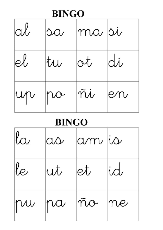 Bingo de sílabas | PDF