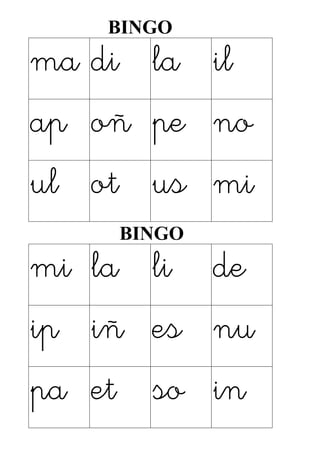 Bingo de sílabas | PDF