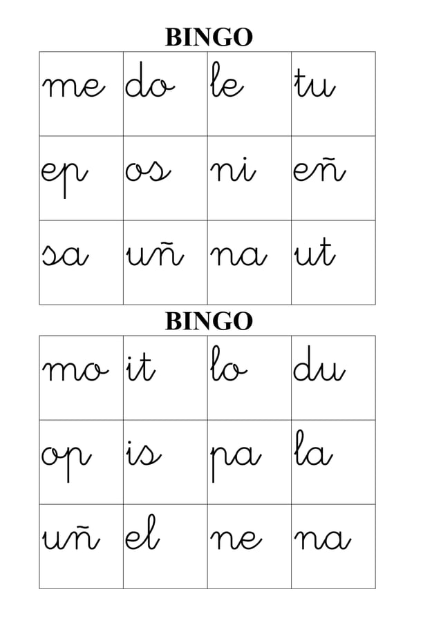 Bingo de sílabas | PDF