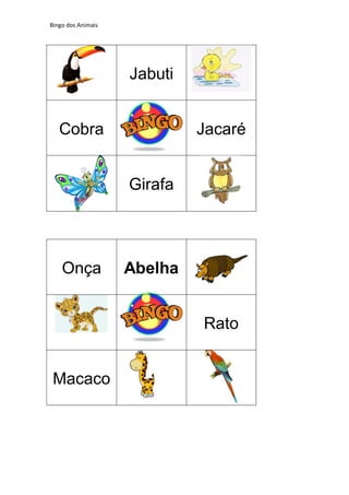 Bingo dos animais | PDF
