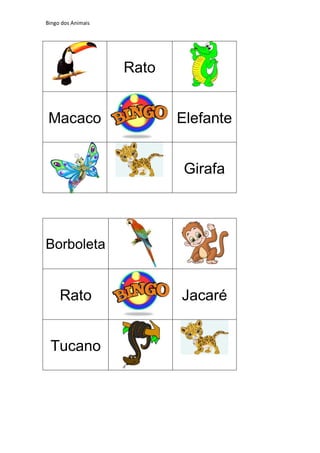 Bingo dos animais | PDF