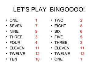 Bingo Numbers | PPT