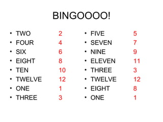 Bingo Numbers | PPT