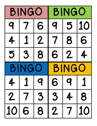 Bingo numbers 1 10 | PDF