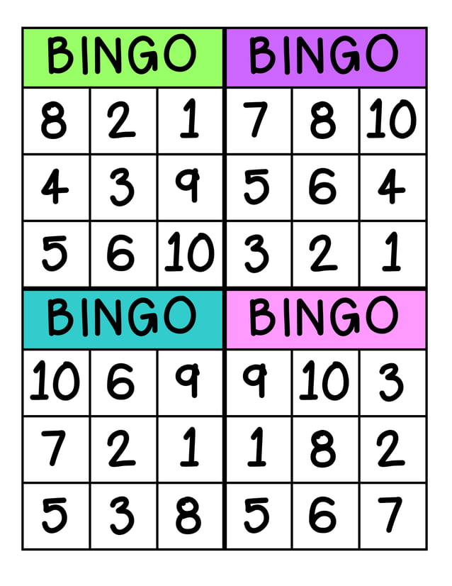 Bingo numbers 1 10 | PDF