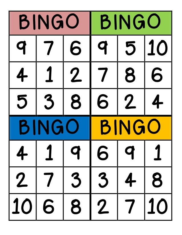 Bingo numbers 1 10