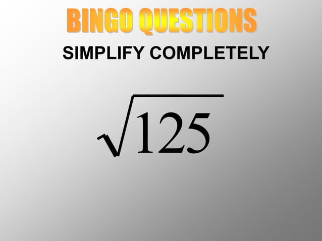 Bingo Questions - Radical Operations | PPTX