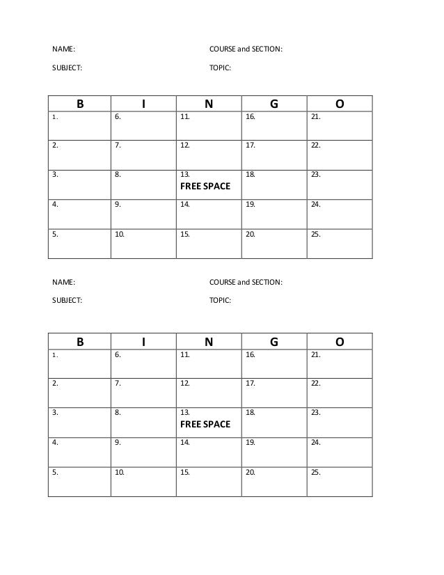 Bingo Sheet bingo-sheet