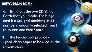 Bingo Template powerpoint presentation with words | PPTX
