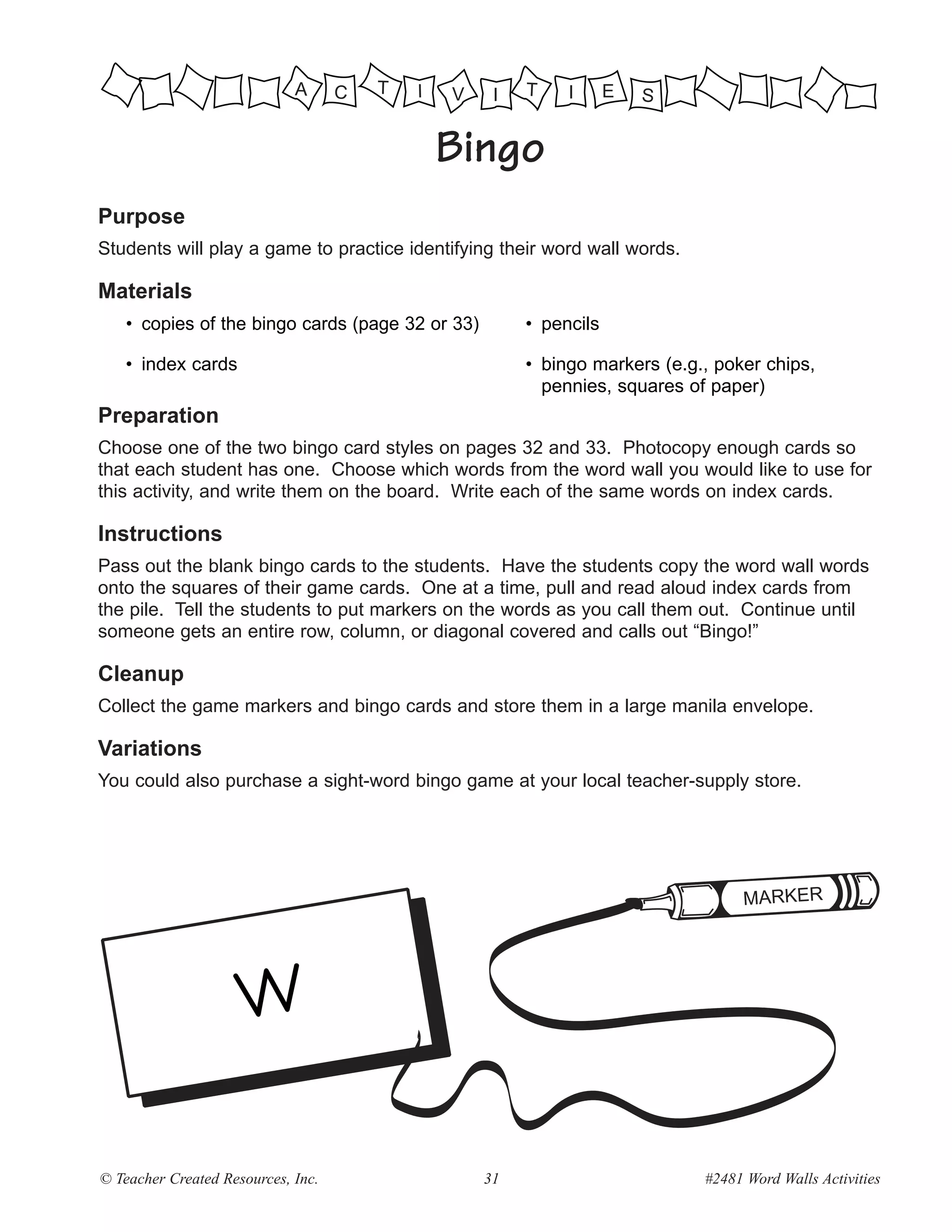 Bingo word game | PDF