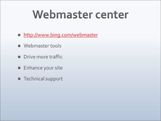 Bing Webmaster | PPT