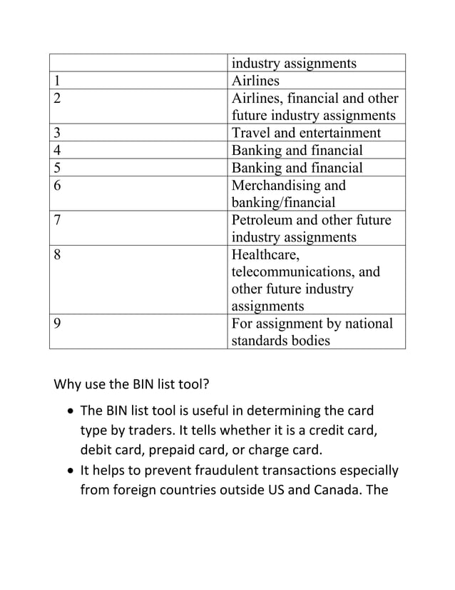 Bin list tool | PDF | Credit Cards | Personal Debt