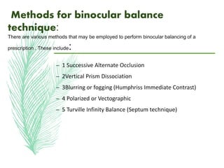 Binocular balancing | PPTX
