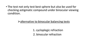 Binocular refraction techniques, binocular balancing | PPT