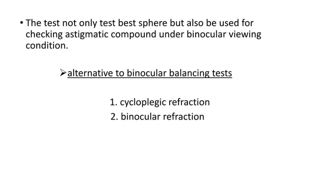 Binocular refraction techniques, binocular balancing | PPT