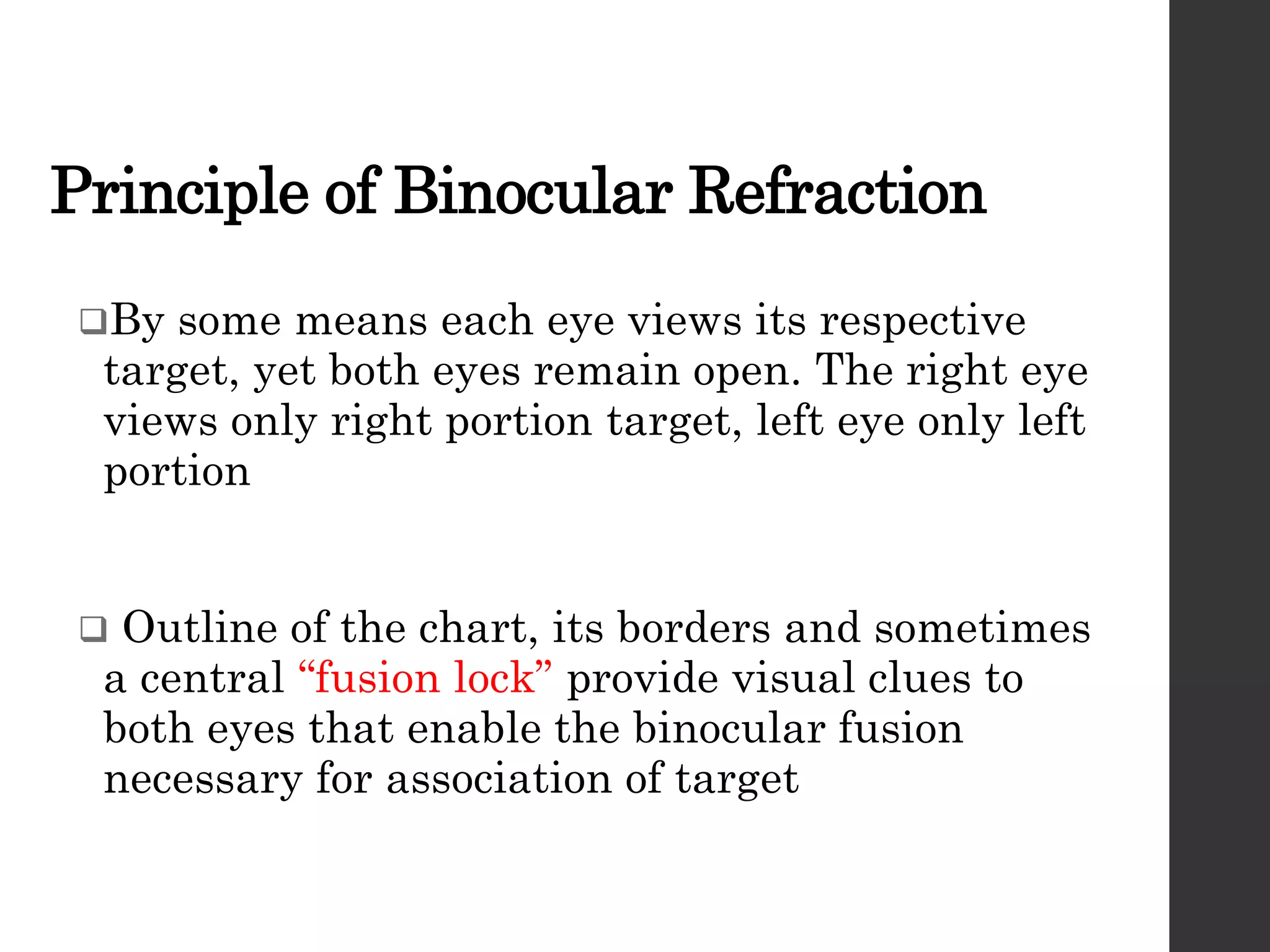 Binocular refraction techniques, binocular balancing & binocular | PPTX