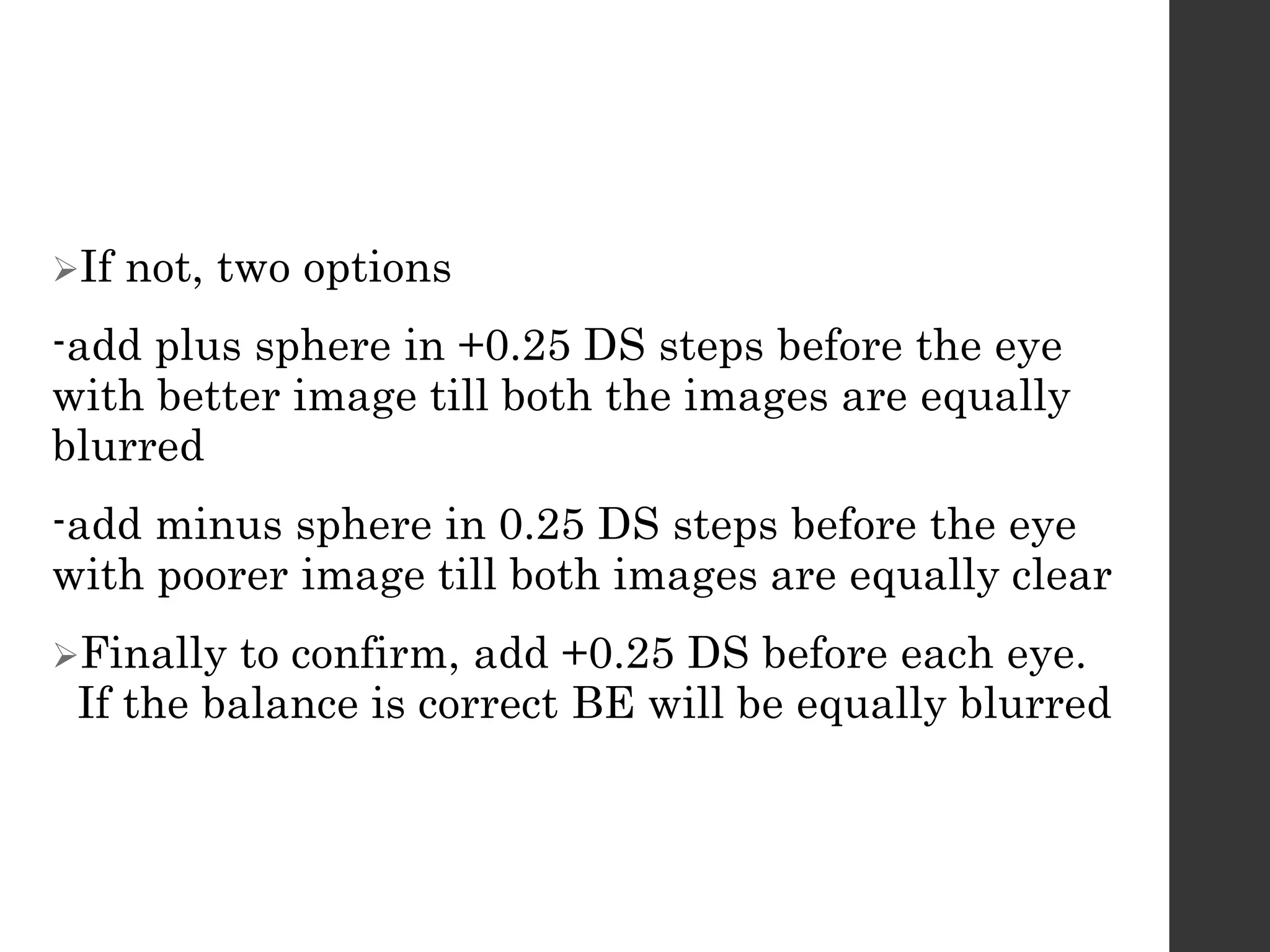 Binocular refraction techniques, binocular balancing & binocular | PPTX