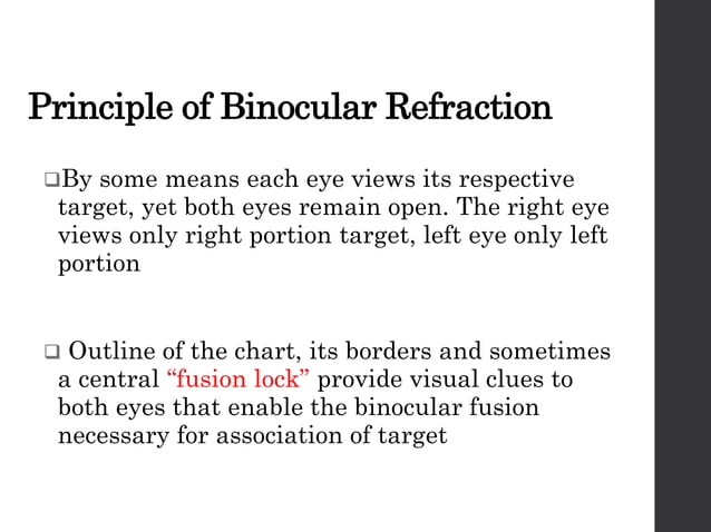 Binocular refraction techniques, binocular balancing & binocular | PPTX