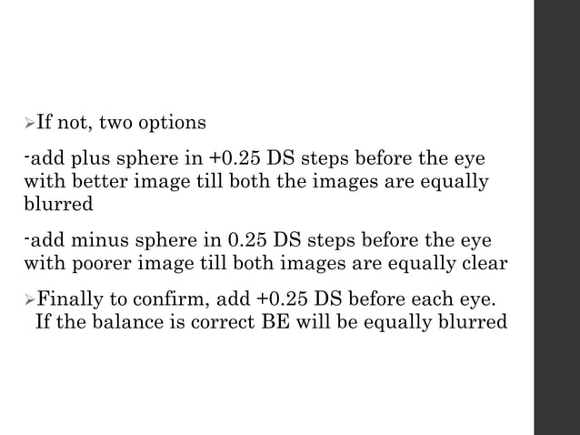 Binocular refraction techniques, binocular balancing & binocular | PPTX