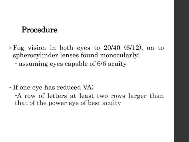 Binocular refraction techniques, binocular balancing & binocular | PPTX