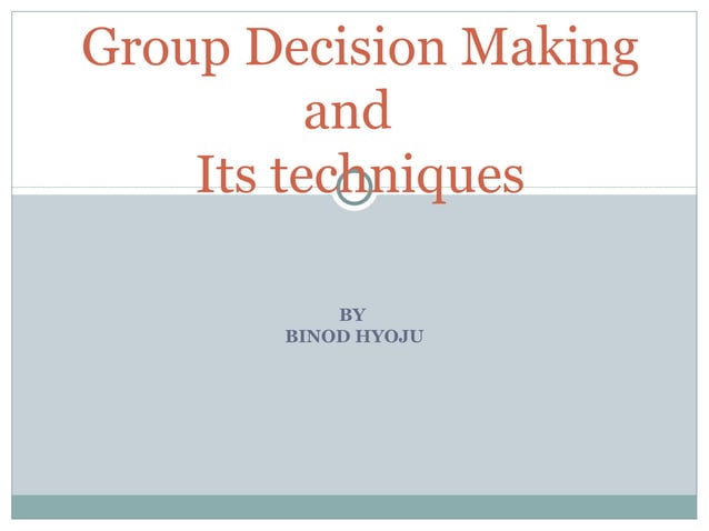 Group Decision Making | PPT