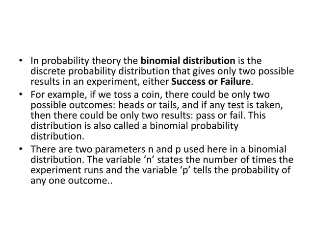 BINOMIAL DISTRIBUTION IN STATISTICS...... | PPTX