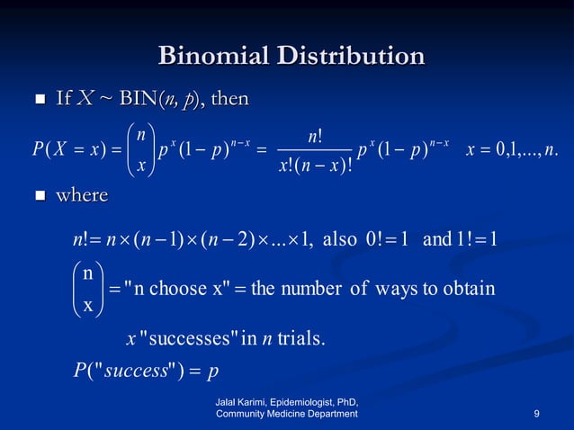 Binomial distribution and applications | PPT | Cancer | Diseases and Conditions