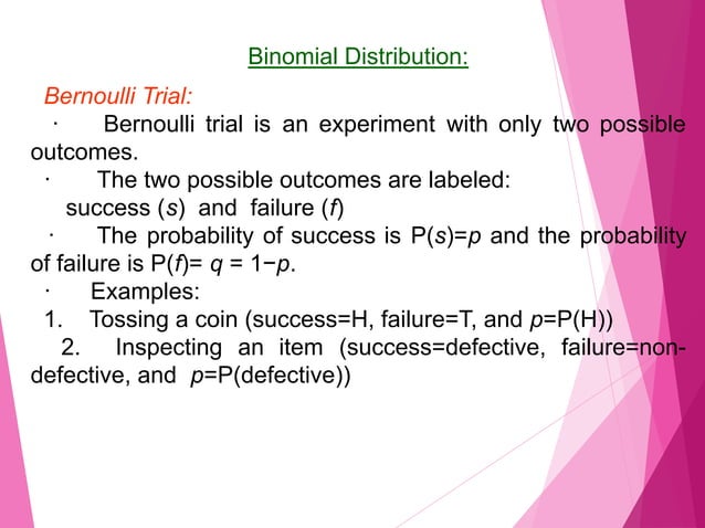 Probability and Statistics : Binomial Distribution notes ppt.pdf ...