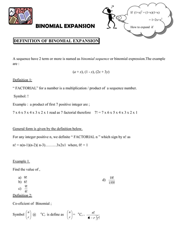 Binomial expansion+teorem pascal+mapping | DOCX