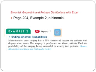 Binomial, Geometric and Poisson distributions in excel | PPTX