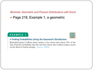 Binomial, Geometric and Poisson distributions in excel | PPT