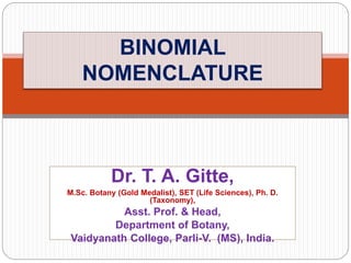Binomial nomenclature | PPTX