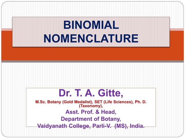 Binomial nomenclature | PPTX