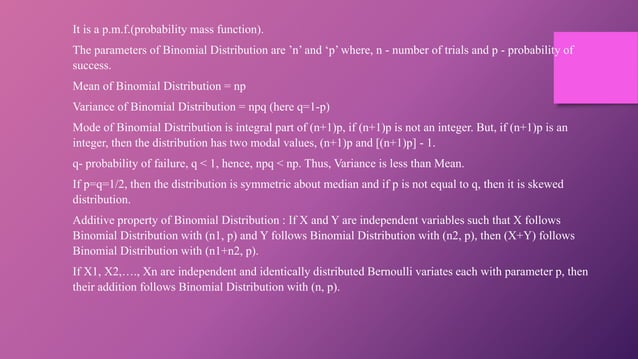 BINOMIAL ,POISSON AND NORMAL DISTRIBUTION.pptx | Physics | Science