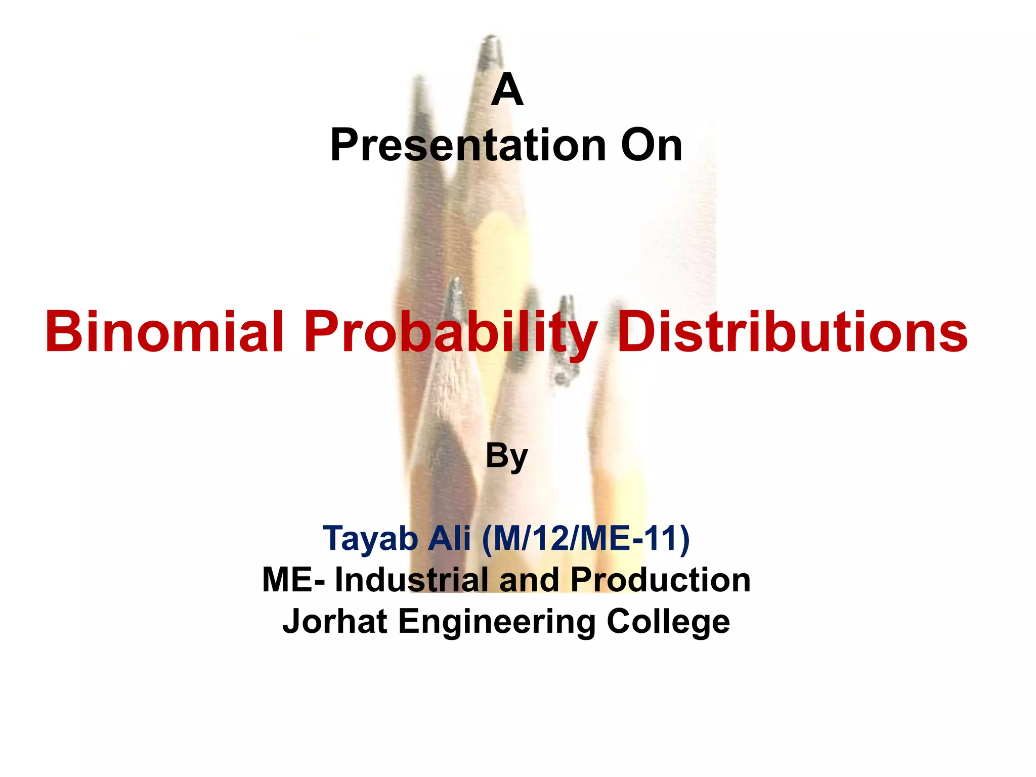 Binomial probability distributions ppt | PPTX