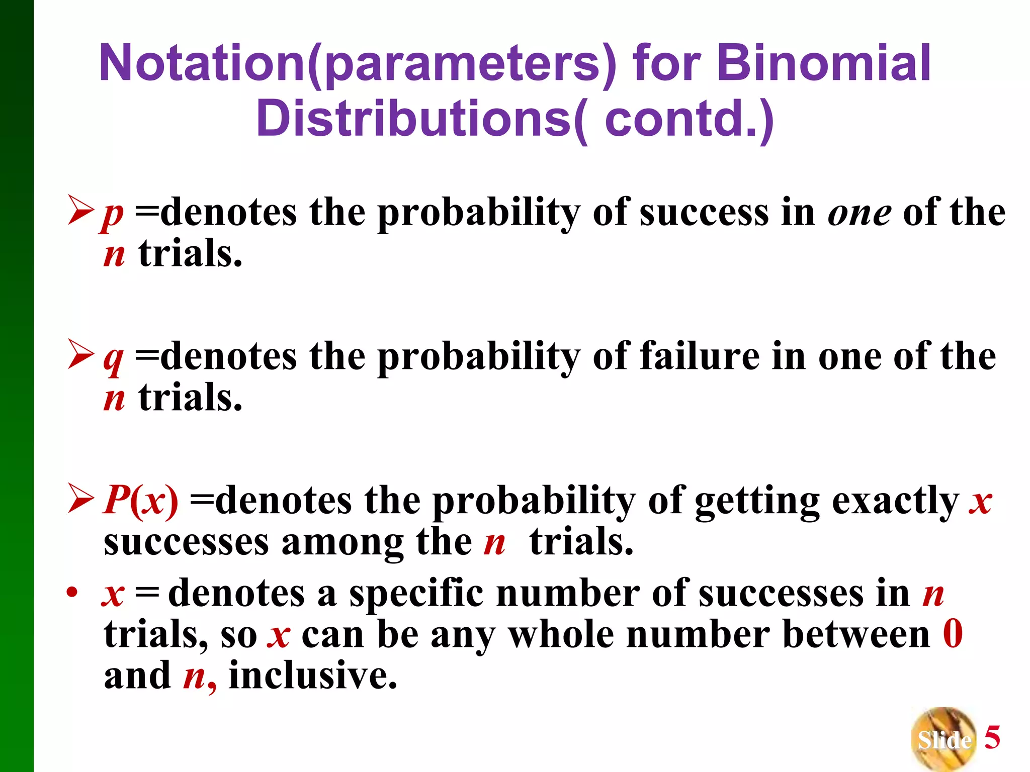 Binomial probability distributions ppt | PPTX
