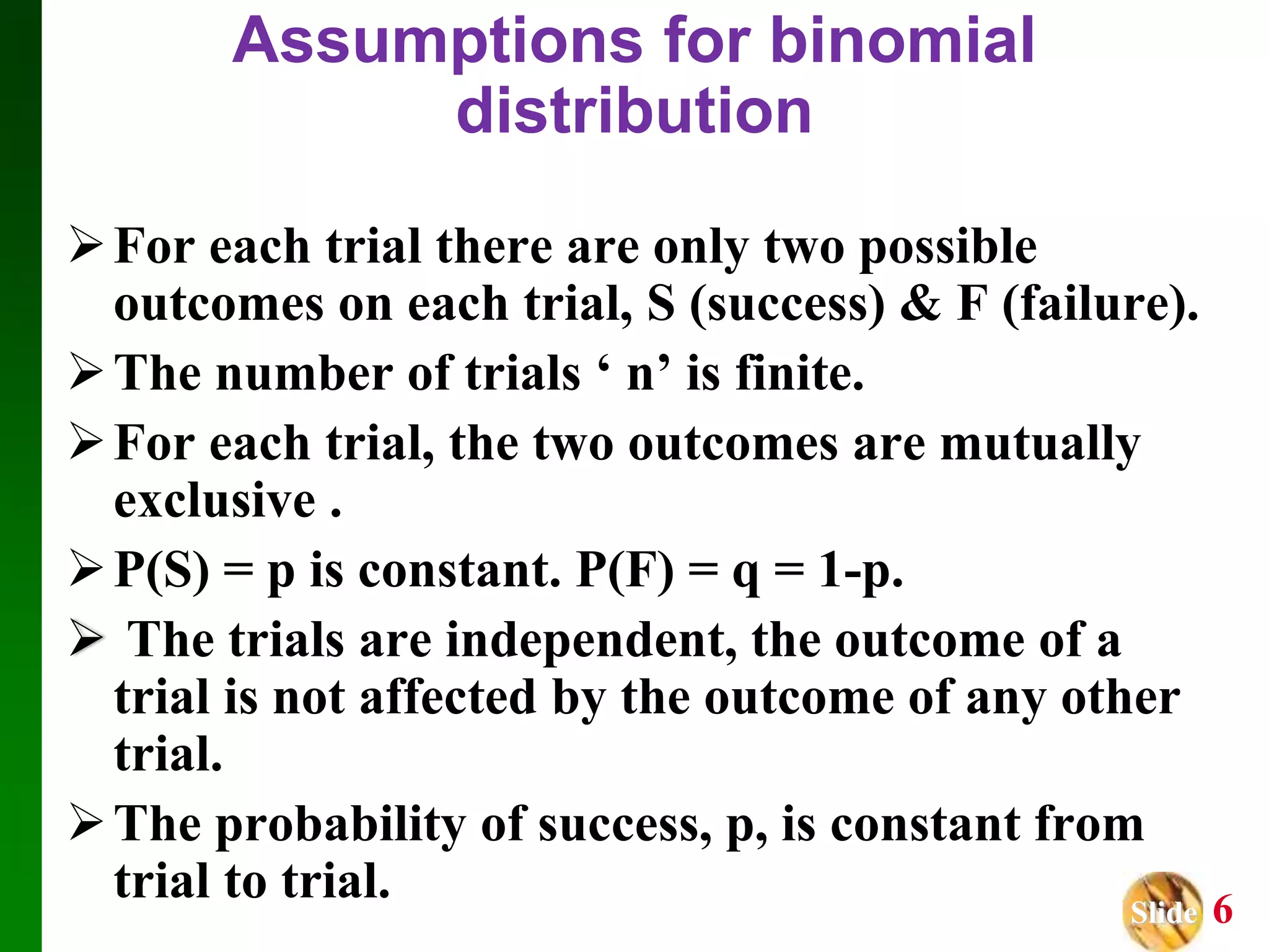 Binomial probability distributions ppt | PPTX