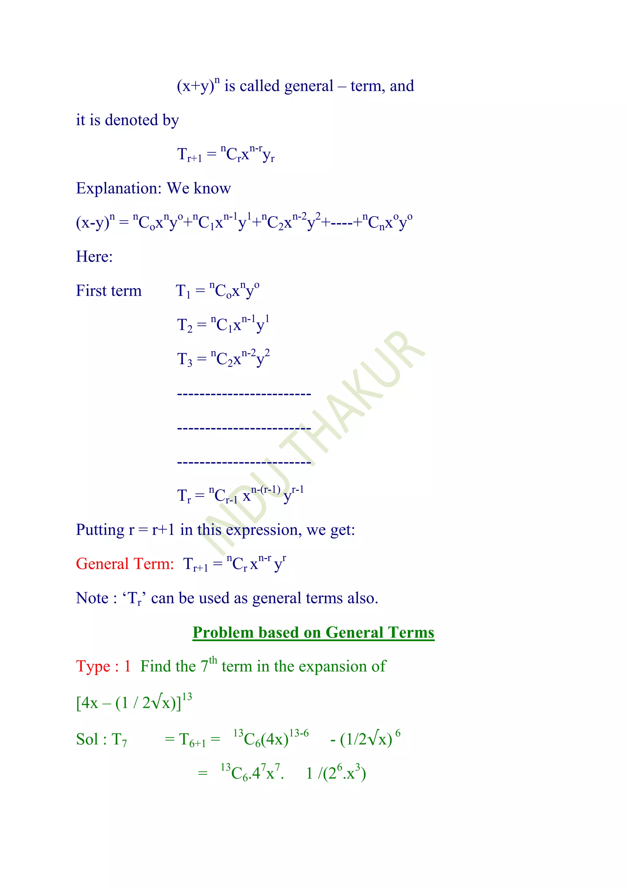 Binomial theorem | DOCX | Chemistry | Science