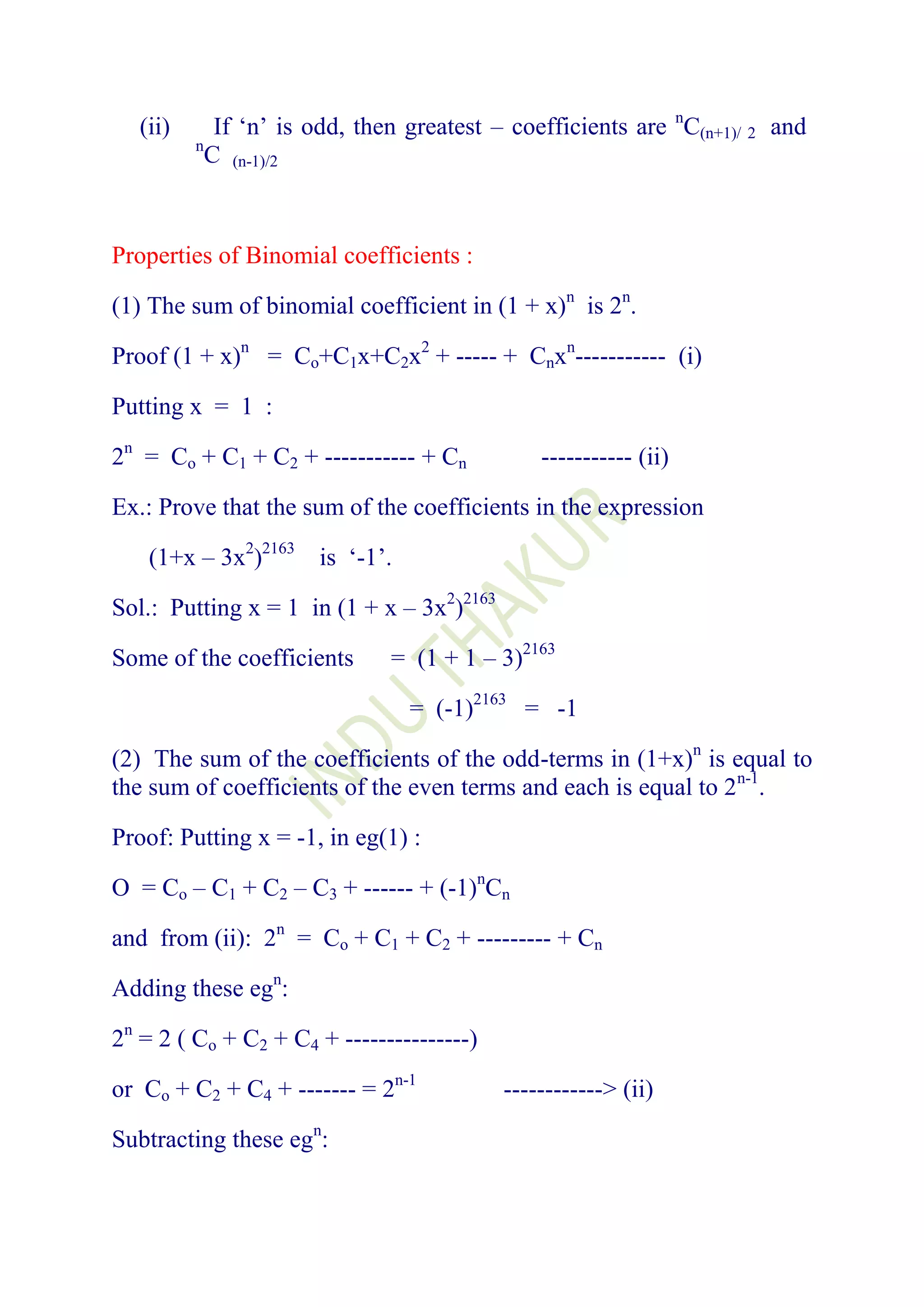 Binomial theorem | DOCX | Chemistry | Science