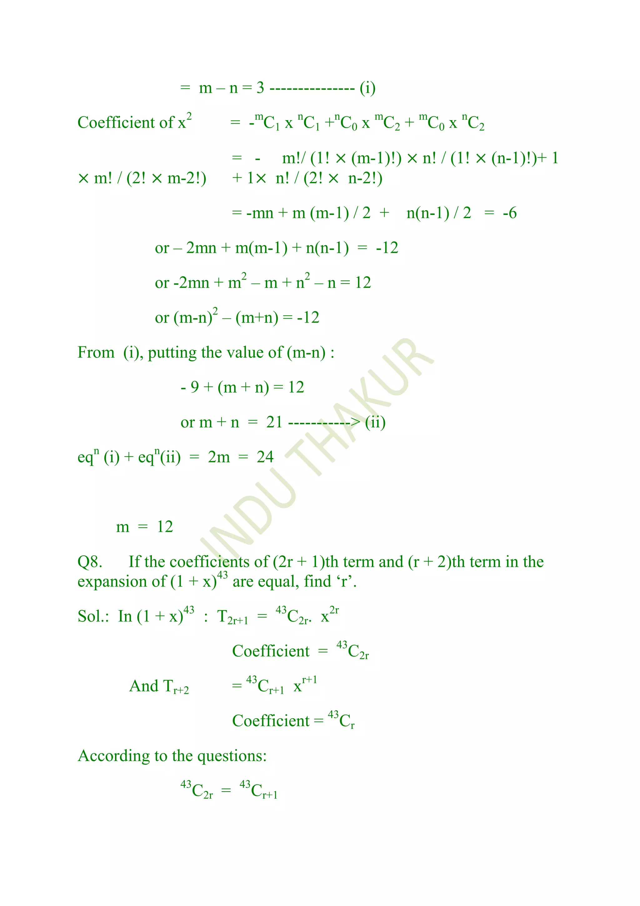 Binomial theorem | DOCX | Chemistry | Science