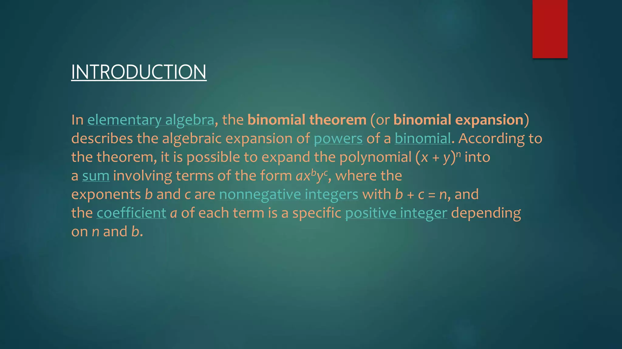 Binomial theorem | PPTX